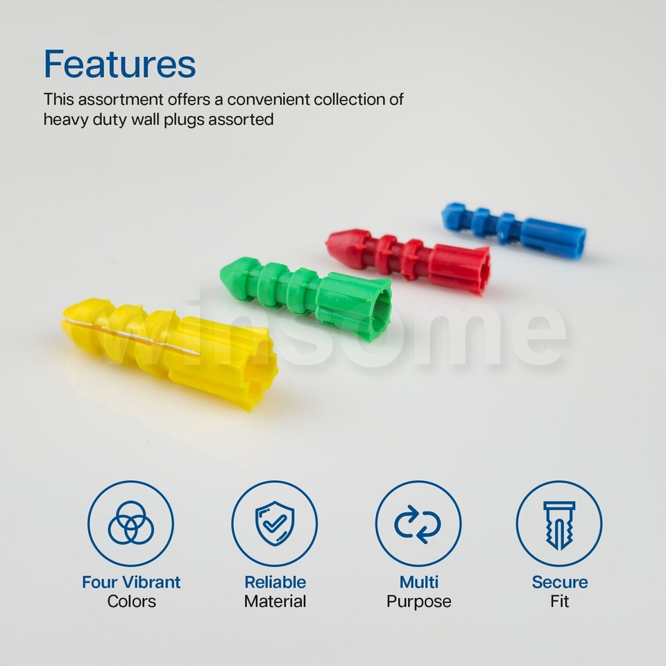 150 x Wall Plugs Assorted Set DIY 5/6/7/8mm Expansion Anchors Fixings ...