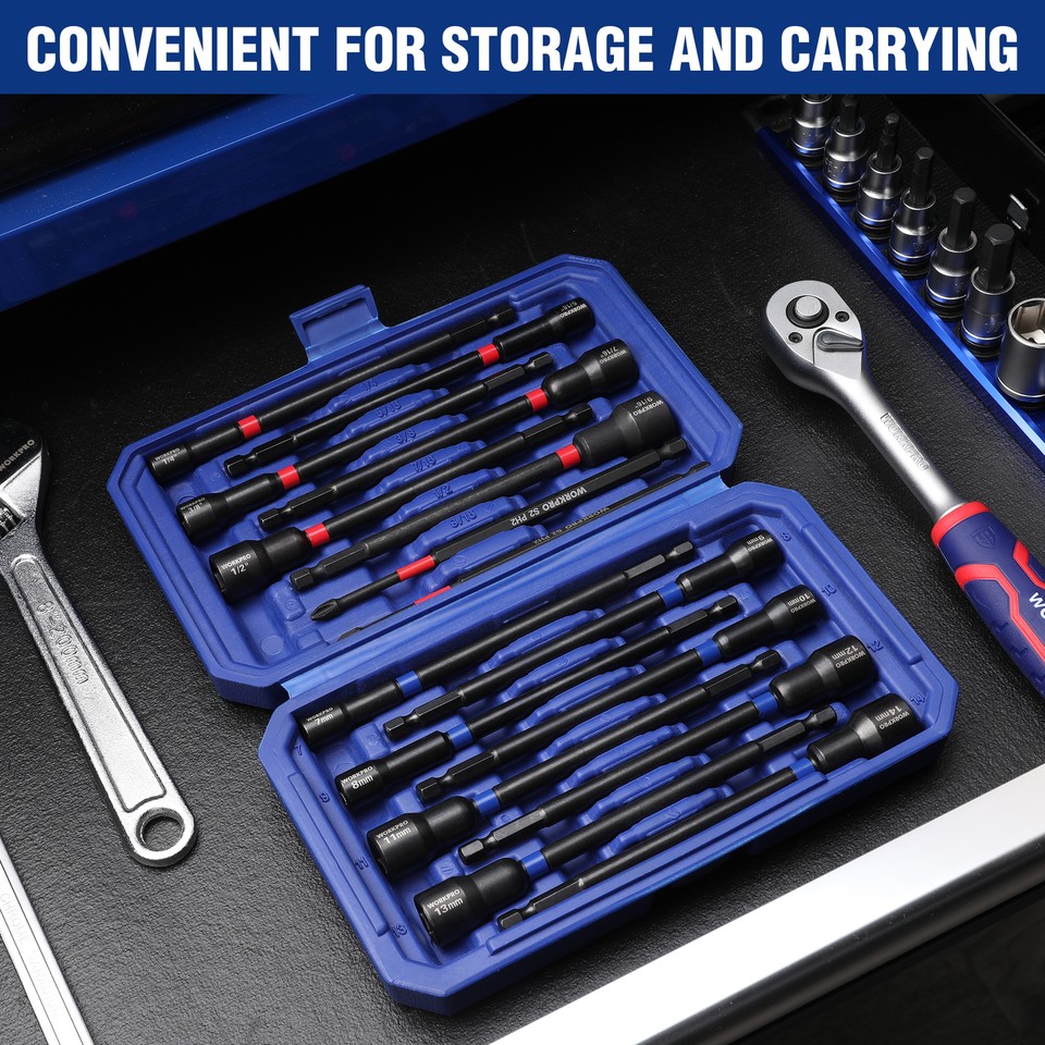 WORKPRO 16PC Magnetic Nut Driver Set and Bit, 6" Long Nut Drivers ...