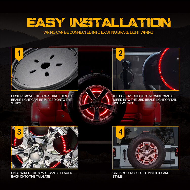 Red LED Spare Tire Brake Light 3rd Rear Wheel Lights for Jeep Wrangler ...