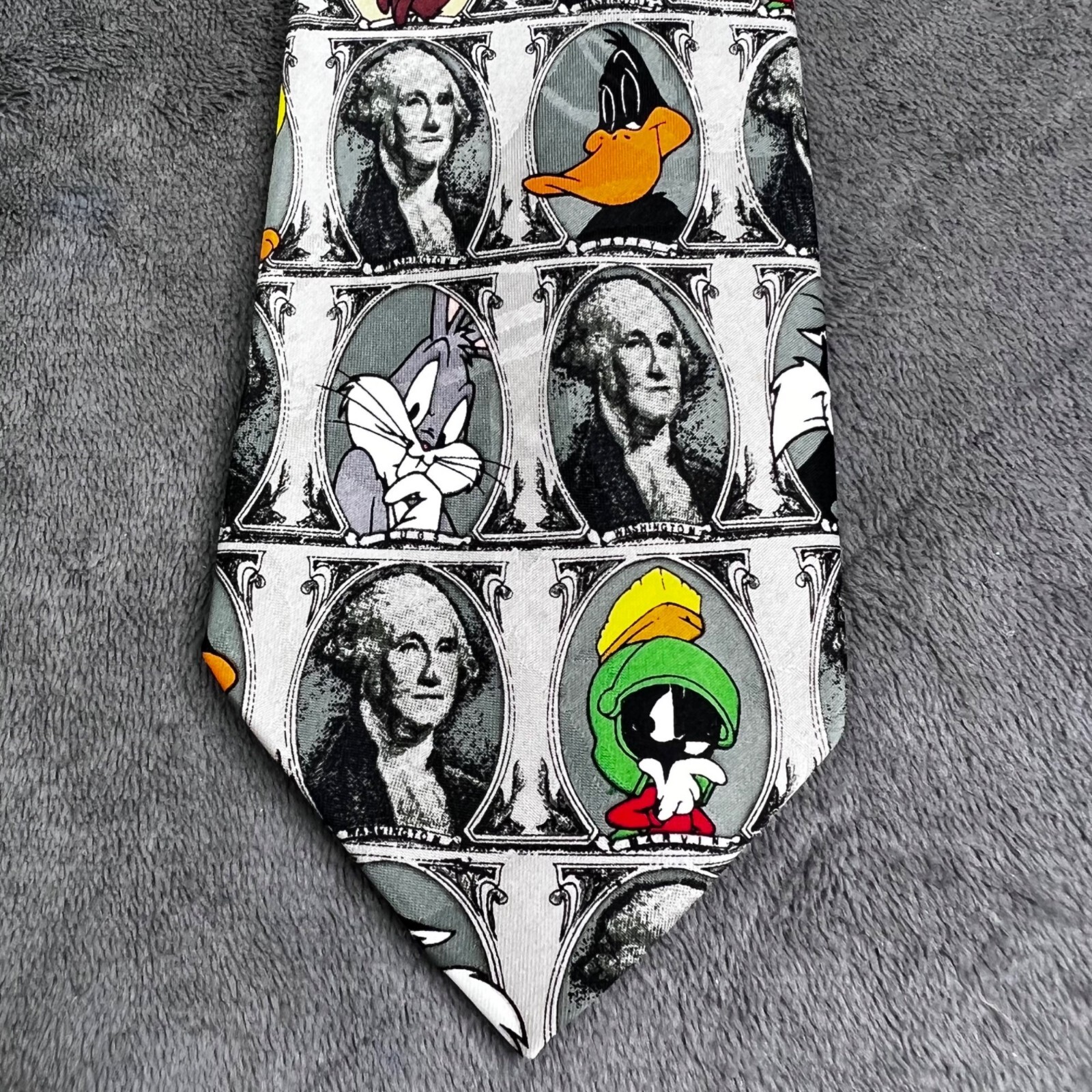 Vintage Looney Tunes George Washington Tie 1997 Taz Sylvester Tweety ...