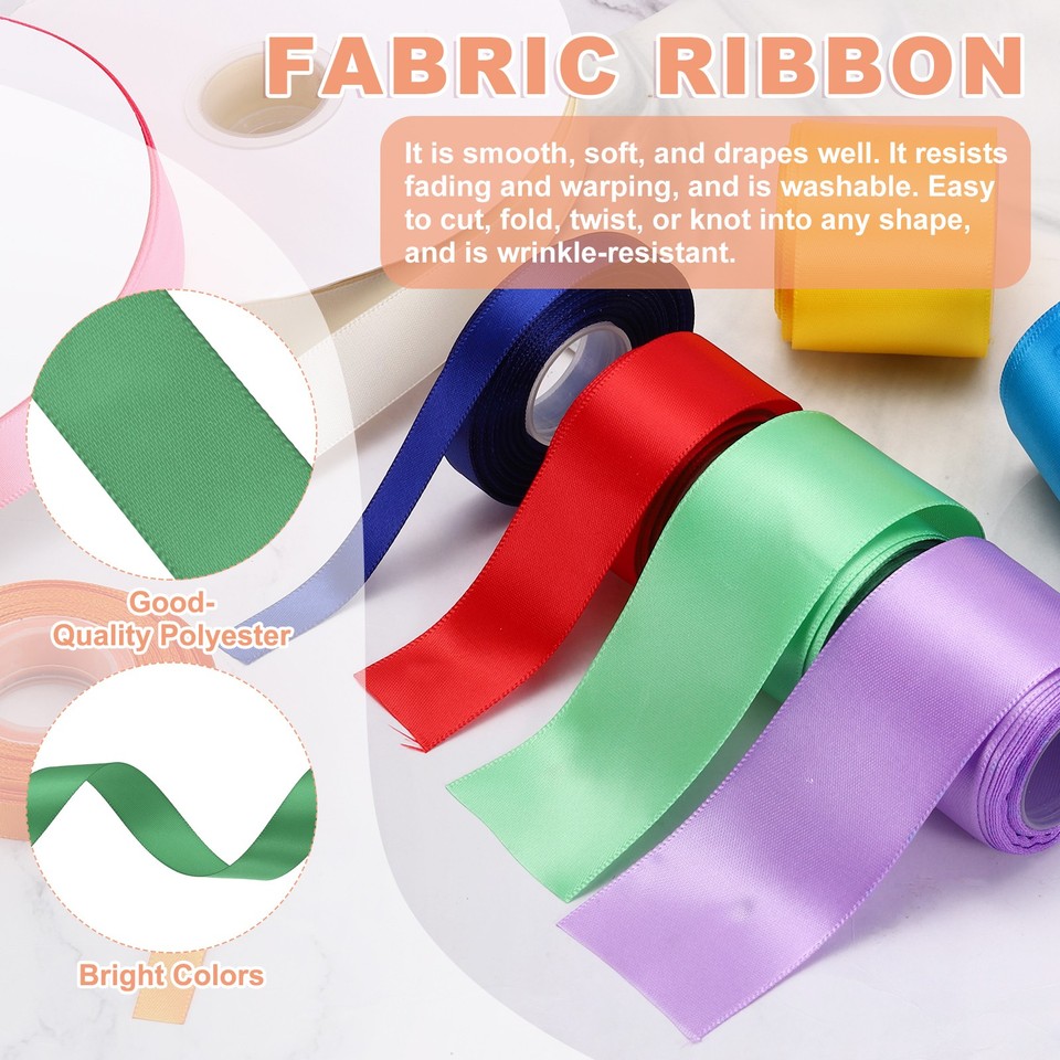 1/2 Inch x 60 Yards Solid Satin Ribbon, 1Pcs Fabric Ribbon, Grass Green ...