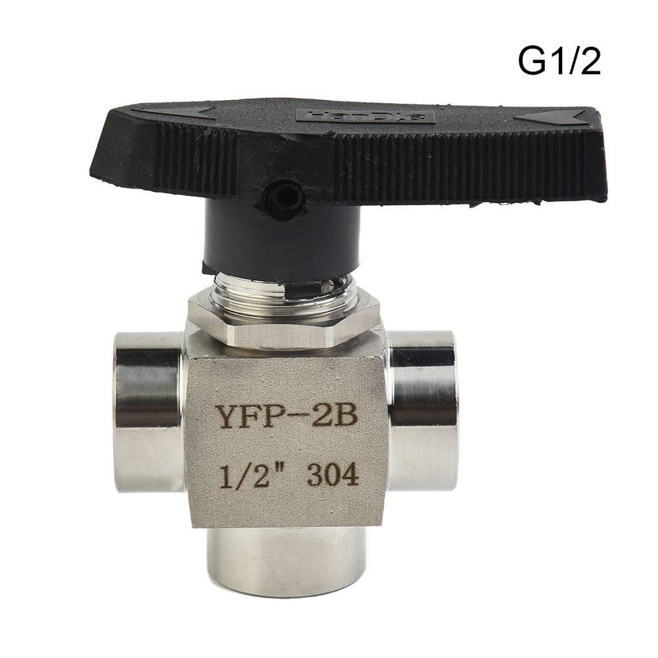 Small Size Ball Valve 3 Way 304 Stainless Steel BSPP G1/2 High Pressure ...