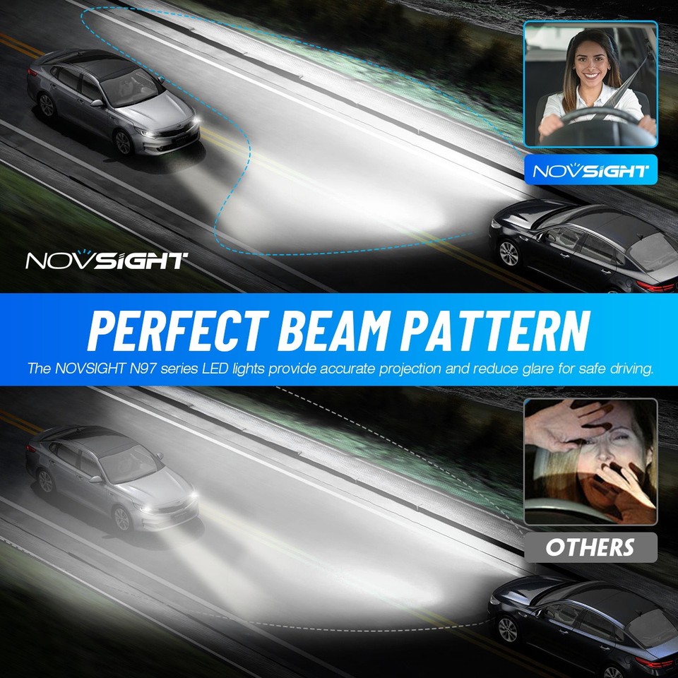NOVSIGHT 9004 HB1 LED Headlight Bulbs High Low Beam Lamp Kit Super ...