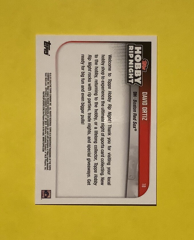 David Ortiz 2024 Topps Hobby Rip Night Red Parallel Card | eBay