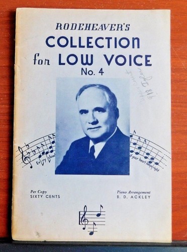 Rodeheaver's Colllection for Low Voice No 4 - 1944 song book sheet ...