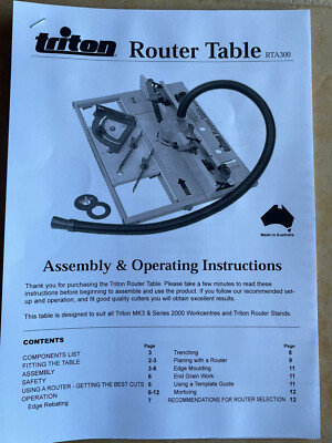 Triton Router Jigsaw Table RTA300 Assembly And Operating Manual - COPY ...