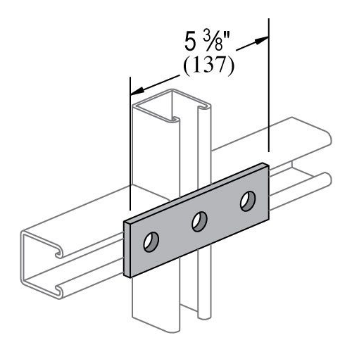 Power-Strut PS-602, 1-5/8" Channel, 3-Hole, Steel, Channel Splice Plate ...