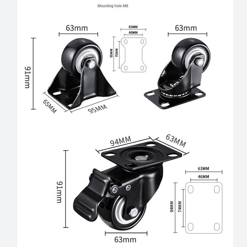 Moving Chair Crib Roller Swivel Caster Soft Rubber Furniture Casters ...