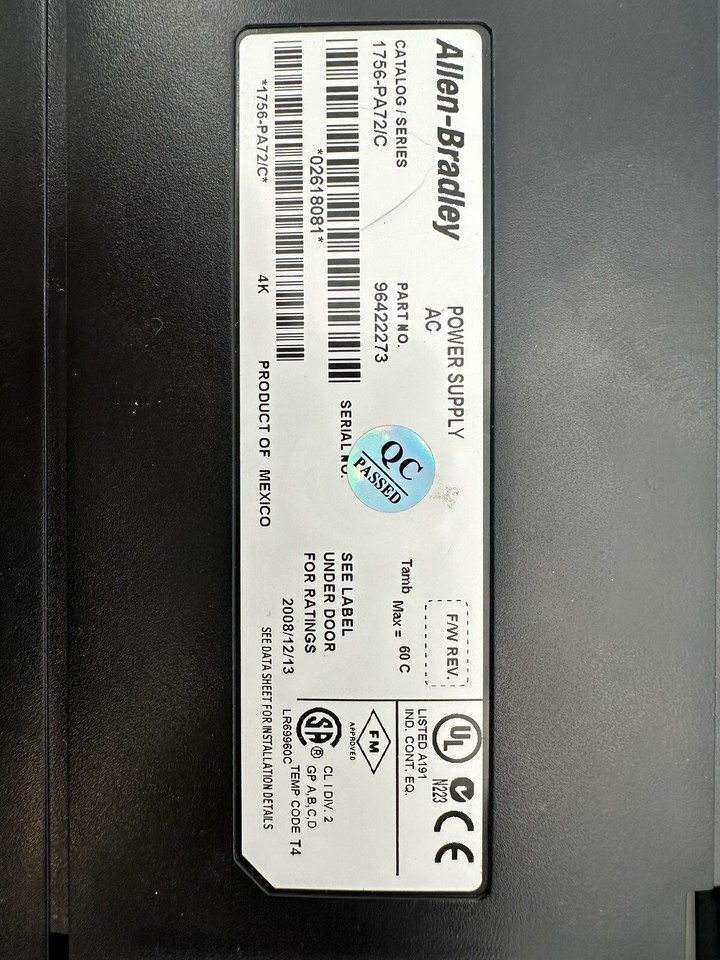 Allen Bradley 1756-PA72/C Controllogix AC Power Supply | eBay
