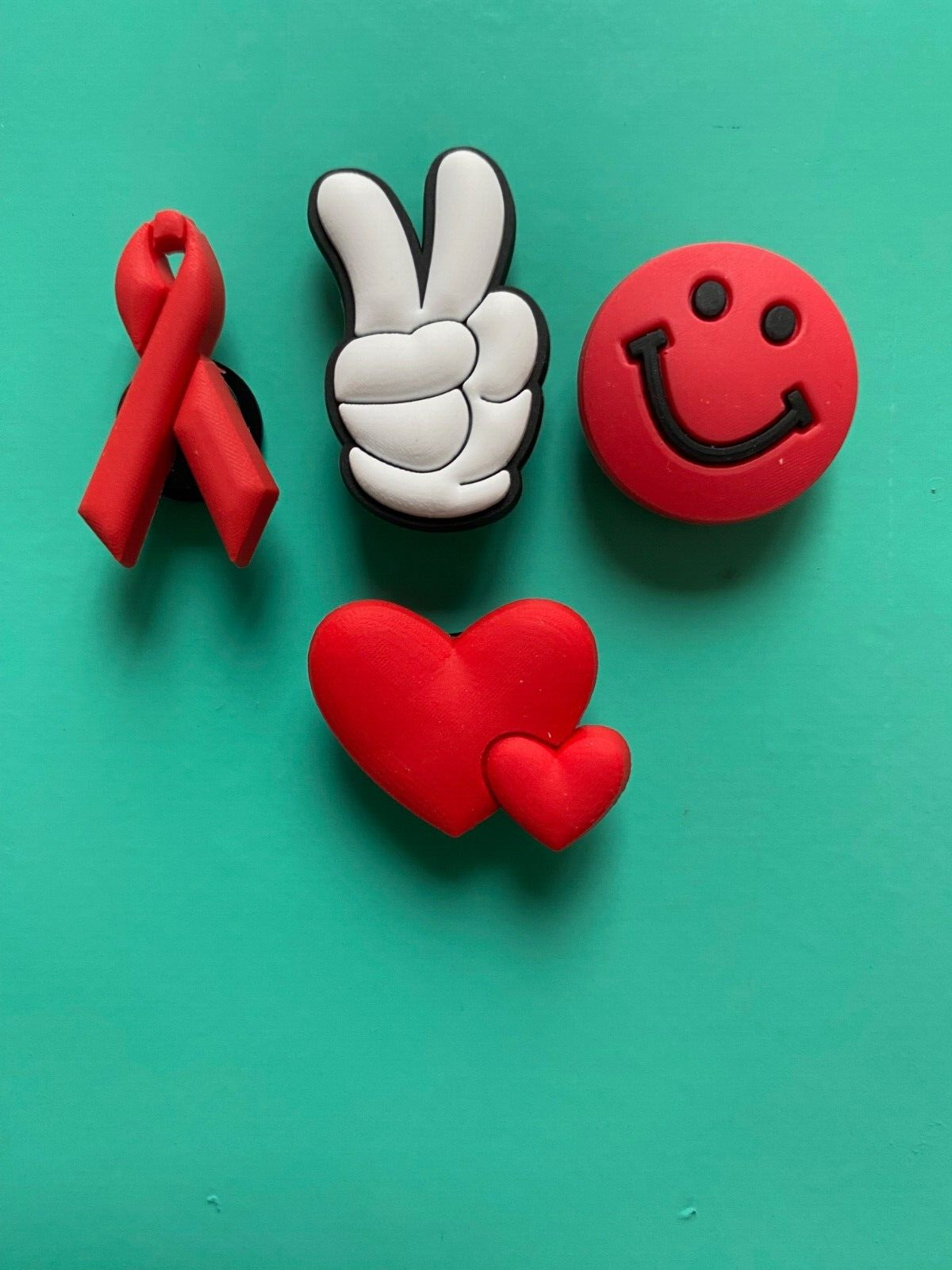 4 Shoe Charm Aids HIV Red Ribbon Heart Plug Button Accessories ...