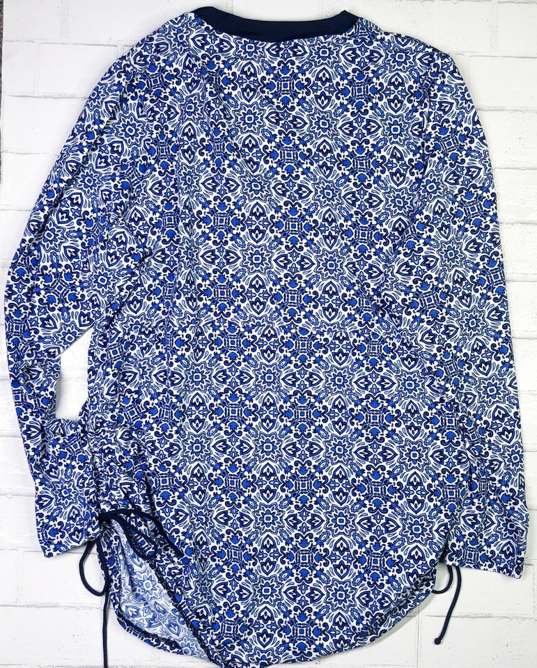 Lands' End Petite Long Sleeve Swim Tunic 497440 Sea Mix Majolica Cover ...