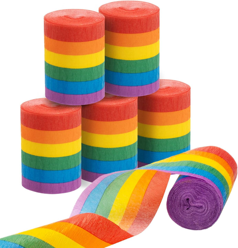 6 Rolls Rainbow Party Streamers Crepe Paper, Rainbow Party Decorations ...