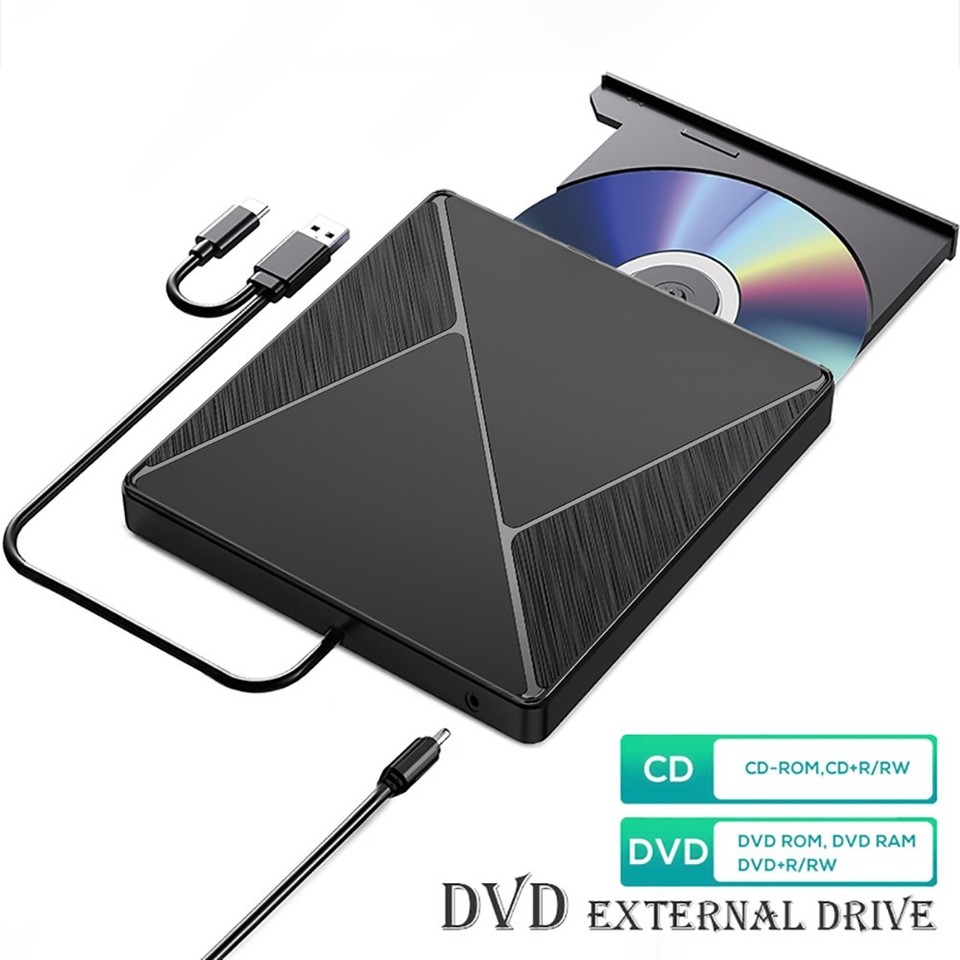 External DVD Drive USB3.0 CD-ROM Burner Portable Dual Interface Type-C ...