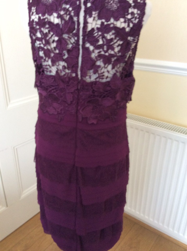 phase eight Purple Magenta Lace Panelled Wiggle Dress Size 16 Length 40 ...