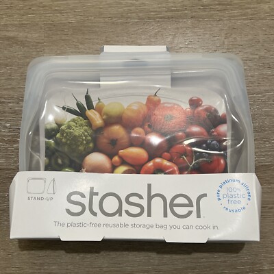 Stasher Silicone Food Grade Reusable Storage Bag - Clear (Stand-Up Mid) - 56 Oz 816990016248| eBay