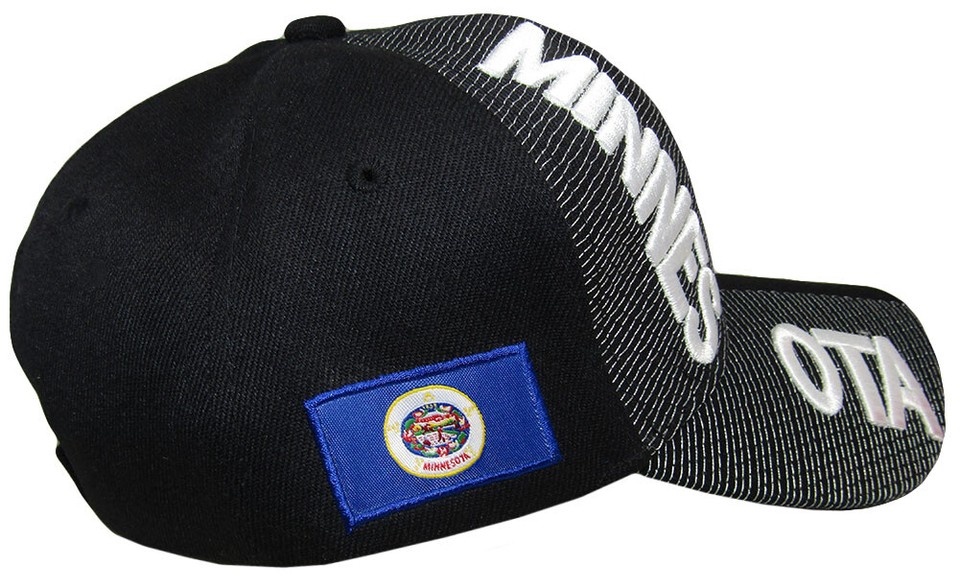 Minnesota State Black White Letters Patch On Side Embroidered Hat Cap ...