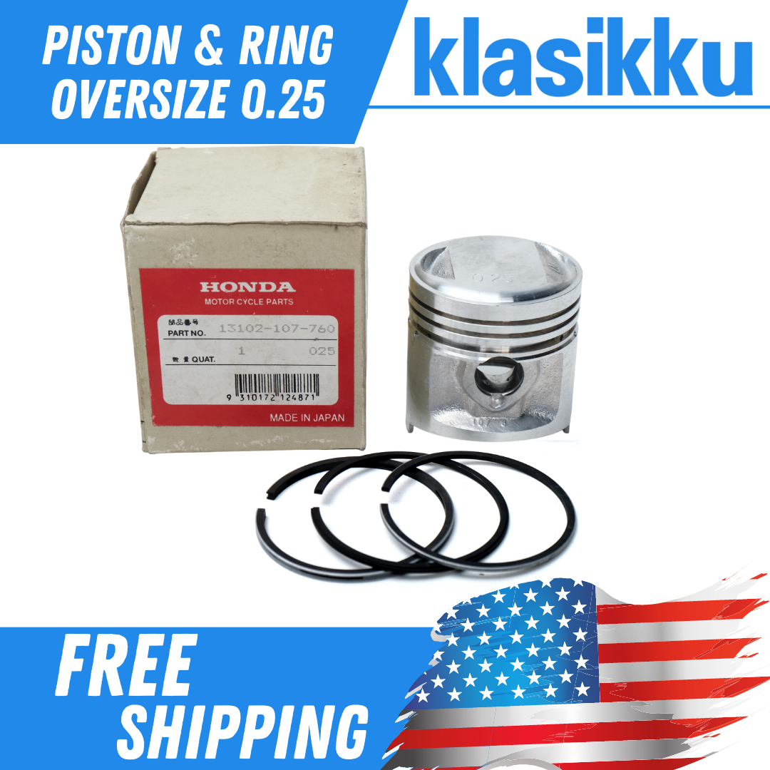 Honda CB100 CL100 SL100 XL100 CB CL SL XL 100 NOS piston & ring set OS ...