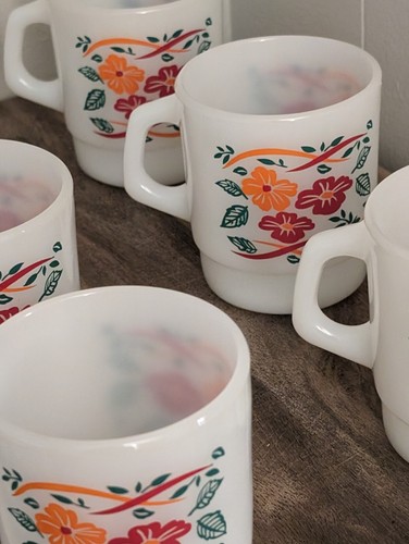 6 Milk Glass Mugs "Termocrisa Mexico". Set of 6 | eBay