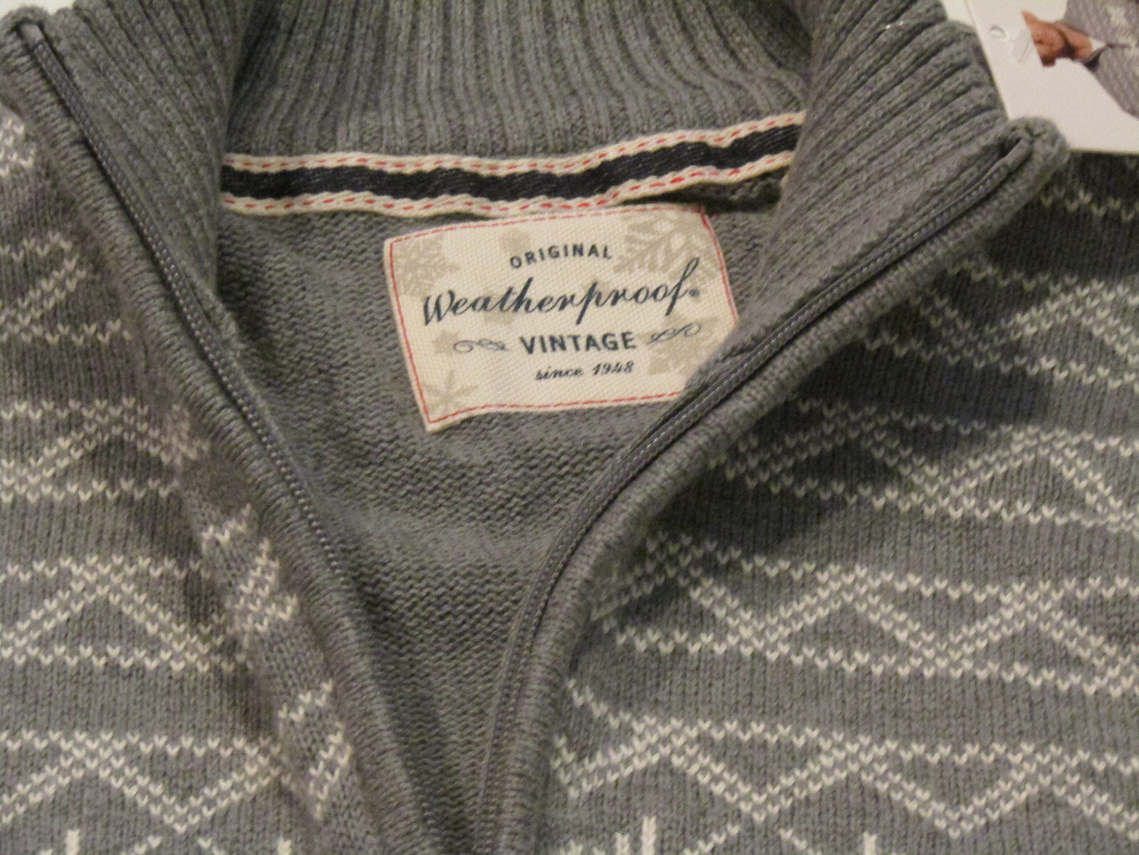 size MEDIUM Weatherproof 1/4 Zip Gray Snowflake Cotton Christmas ...