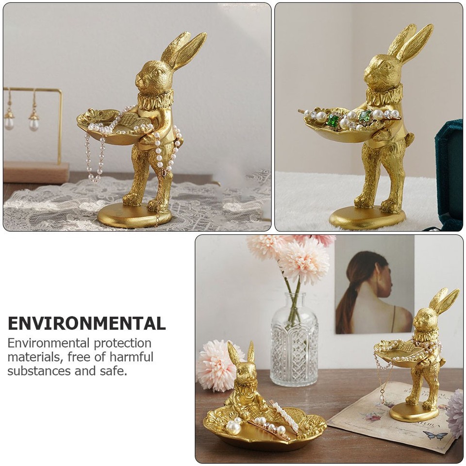 Rabbit Garden Statue Retro Bunny Adornment Indoor Easter Day Sculpture ...