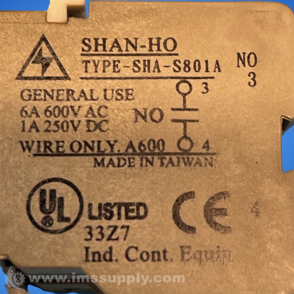 Shan-Ho Electric SHA-S801A Contactor USIP | eBay