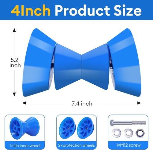 3INCH/4INCH Boat Trailer Roller Bow Stop with 1/2" Shaft 3INCH, BLUE | eBay