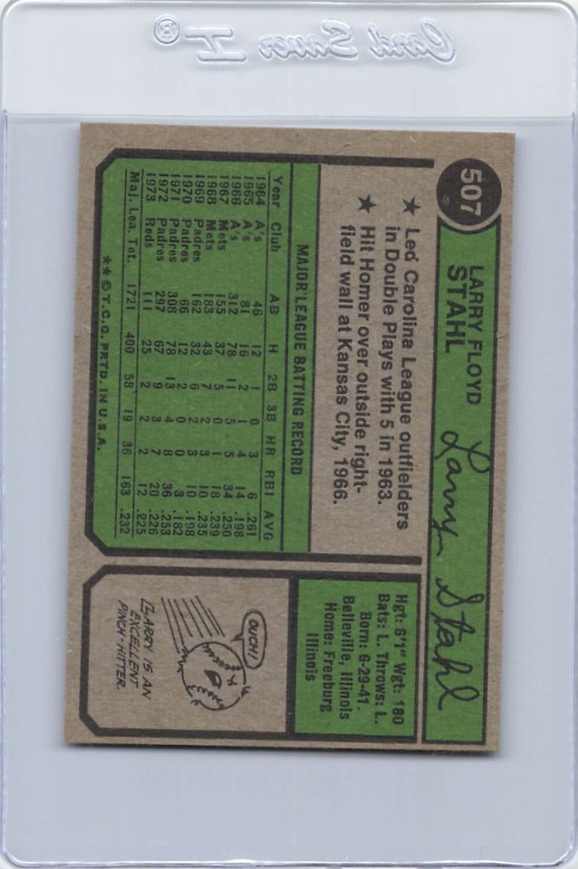 1974 Topps #507 Larry Stahl Reds NM/MT *2696 | eBay