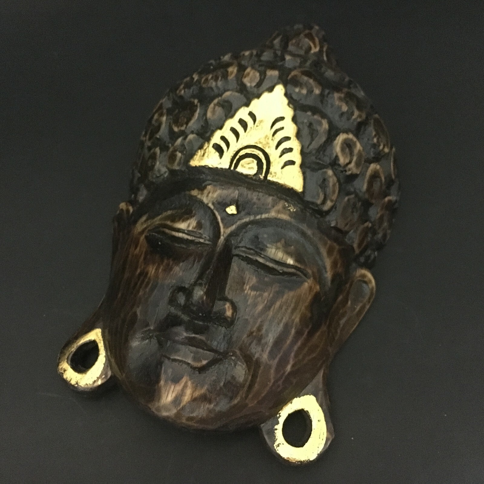Buddha Face Wooden Mask Hand Carved Art Sculpture Wall Hanging Home ...