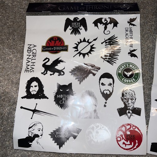 2 Game of Thrones Removable Sticker Pack Waterproof Stickers High ...