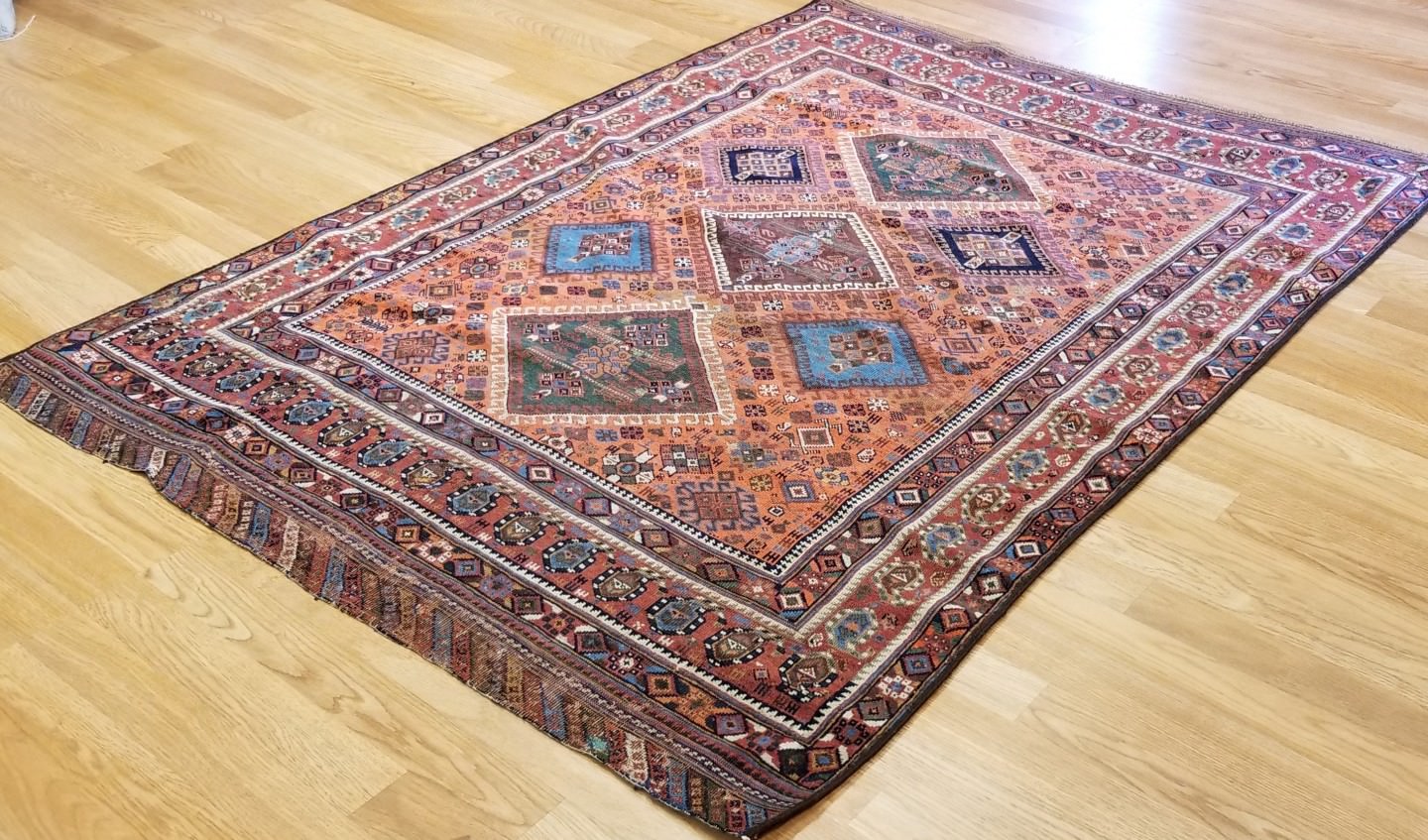 Terrific Tribal - 1890s Antique Oriental Rug - Nomadic Carpet - 4.3 x 5 ...