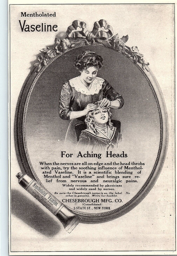 1913 Mentholated Vaseline Nerves Throbbing Headache Vintage Print Ad | eBay
