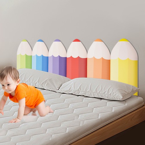6 Pcs 3D Pencil-Shaped Wall Padding for Kids Wall Mats for Kids Wall ...