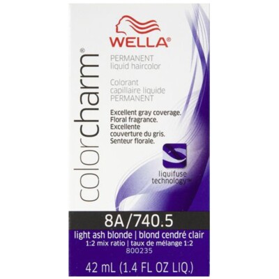 SALON HAIR WELLA COLOR CHARM PERMANENT DYE LIQUID 8A/740.5 LIGHT ASH ...