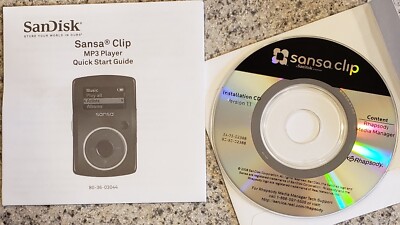 SanDisk Sansa Clip MP3 Quick Start Manual Guide & CD Rhapsody Media Manager | eBay