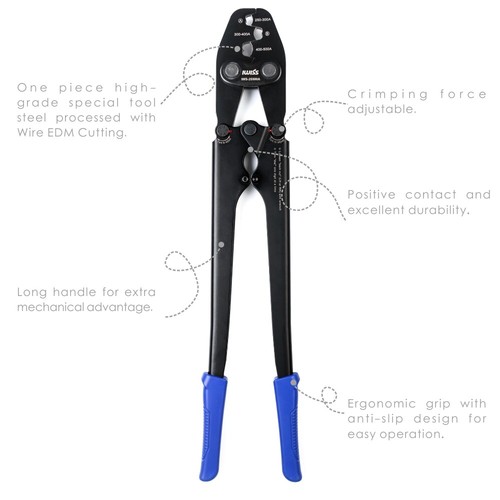 IWISS IWS-25500A Crimper for 250-500A Battery Lugs and Open Barrel ...