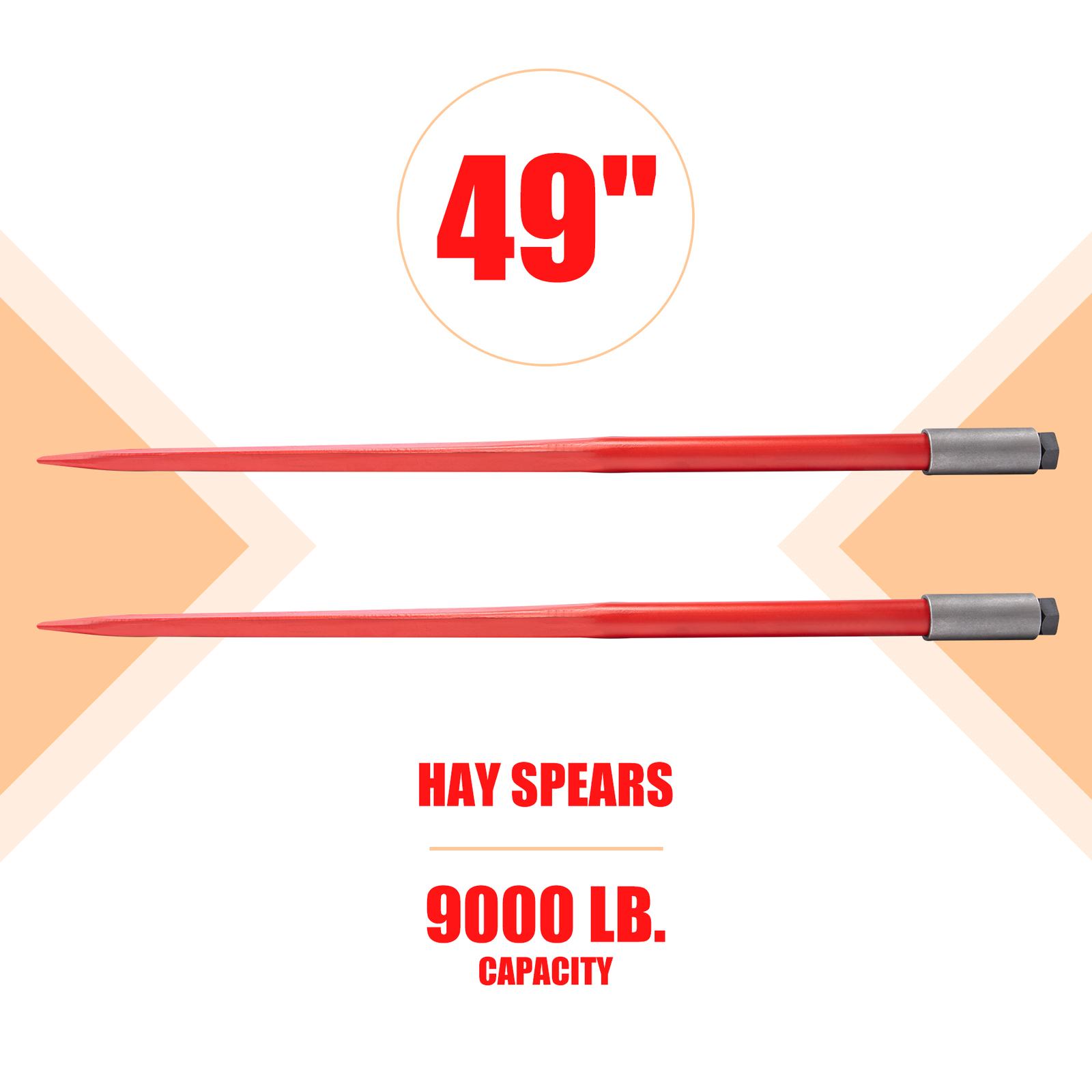 43"49" Square Hay Spike 4500lb Bale Spear Wide Tine Spike Skid Conus ...