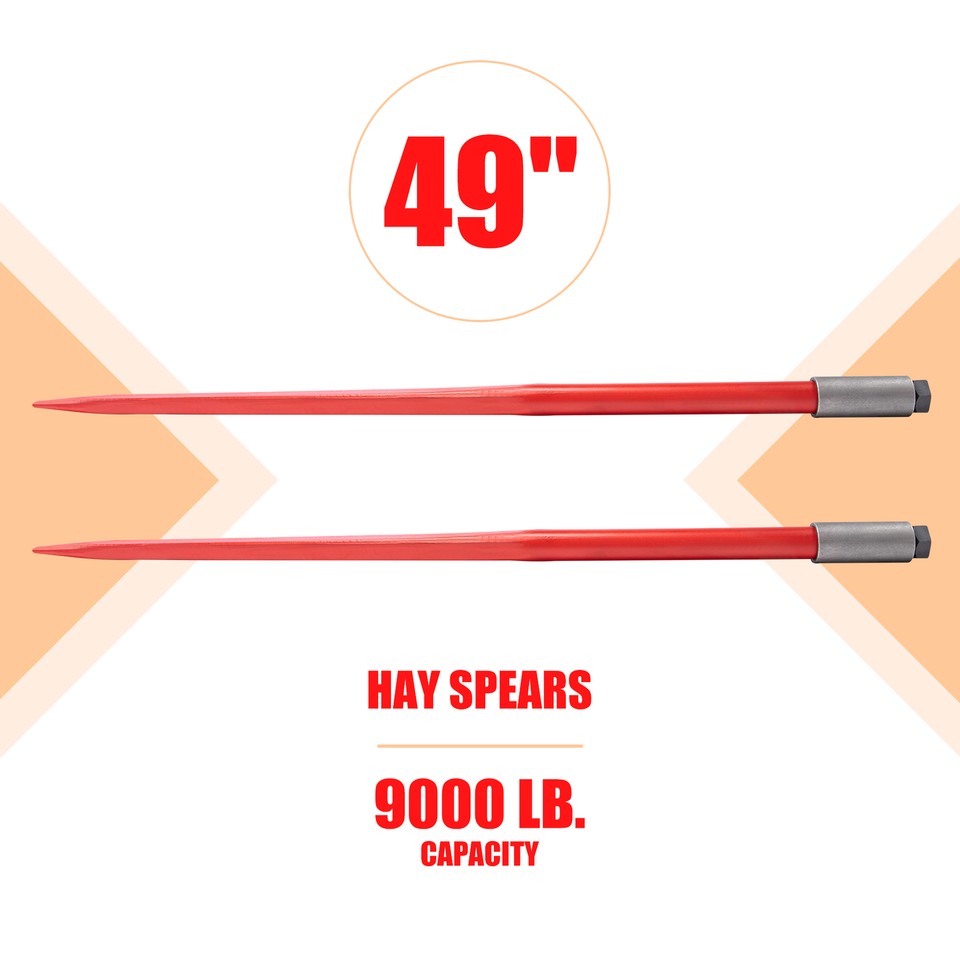 43"49" Square Hay Spike 4500lb Bale Spear Wide Tine Spike Skid Conus ...