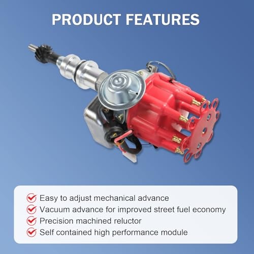 New Red Cap HEI Distributor and Plug Wires 289-302 Replacement For Ford ...