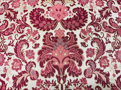 Rubelli Silk Lampas Damask Weave Fabric- Contessa / Corallo 1.65 yds ...