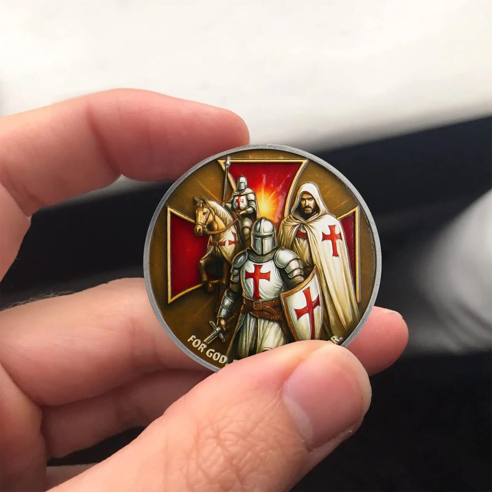 5pcs Knights Templar Challenge Coin Christian Crusader Cross Warrior ...