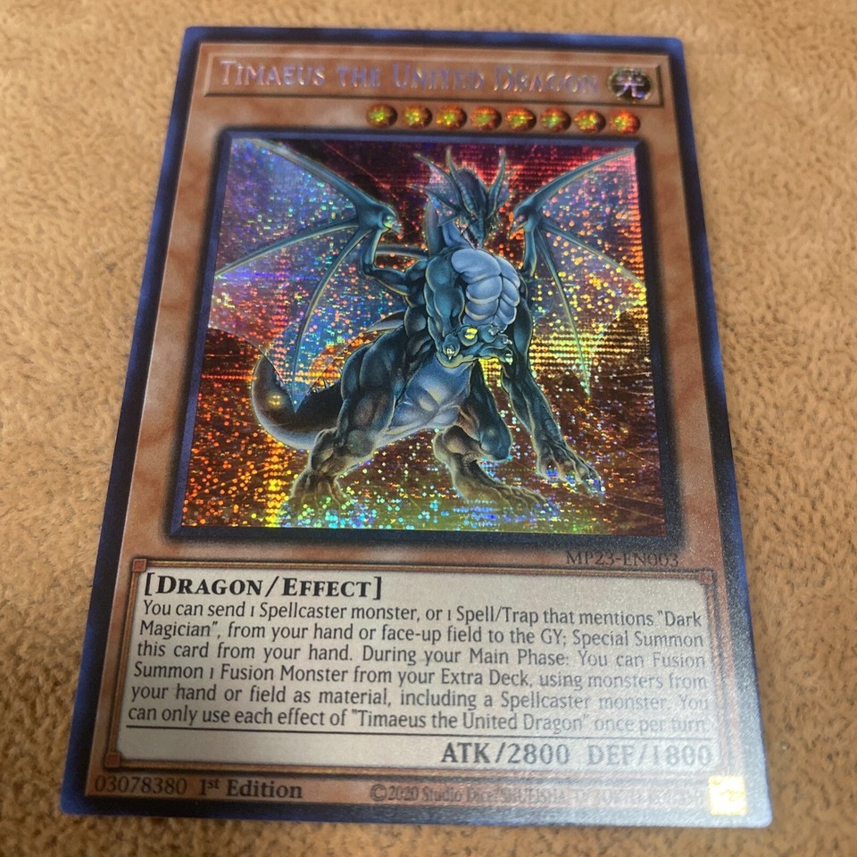 🔥 YUGIOH Timaeus The United Dragon MP23-EN003 PRISMATIC SECRET RARE NM ...