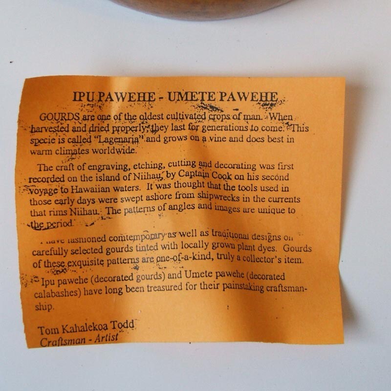 Hawaiian Ipu Pawehe Decorated Gourd Tom Kahalekoa Todd Red Hibiscus | eBay