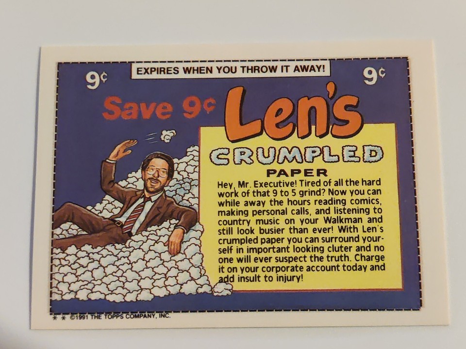 1991 Wacky Packages Sticker Card STUPID MORON BROS 2 Super Mario Bros ...