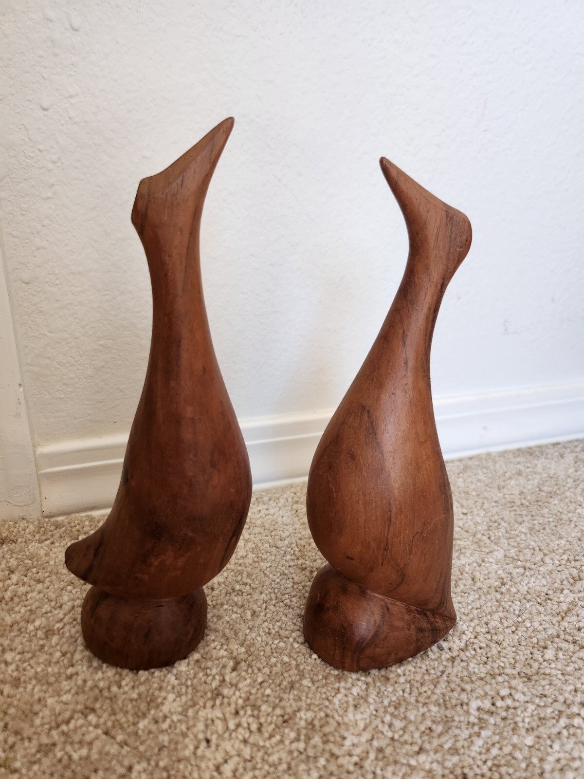 Hand Carved Wood Bird Statues, Signed, Set of 2 | eBay