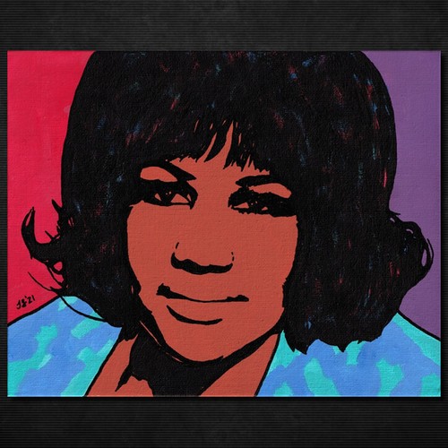 NEW! Original ARETHA FRANKLIN Pop Art PAINTING 8" x 10", Respect, Queen ...