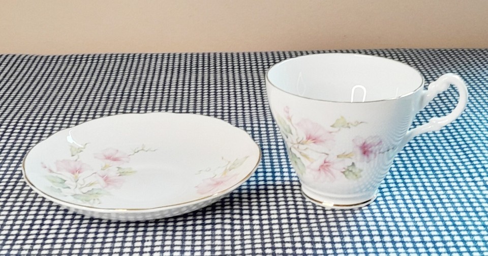 Vtg Royal Stuart PINK MORNING GLORY tea cup & saucer fine bone china ...
