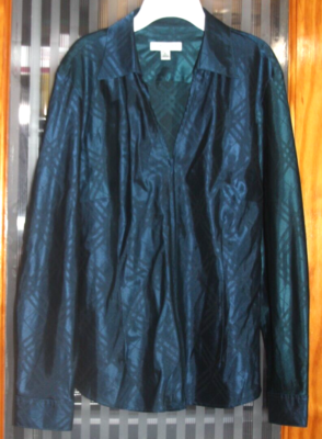 SIZE XL COLDWATER CREEK FITTED TEAL ZIPPER BLOUSE | eBay
