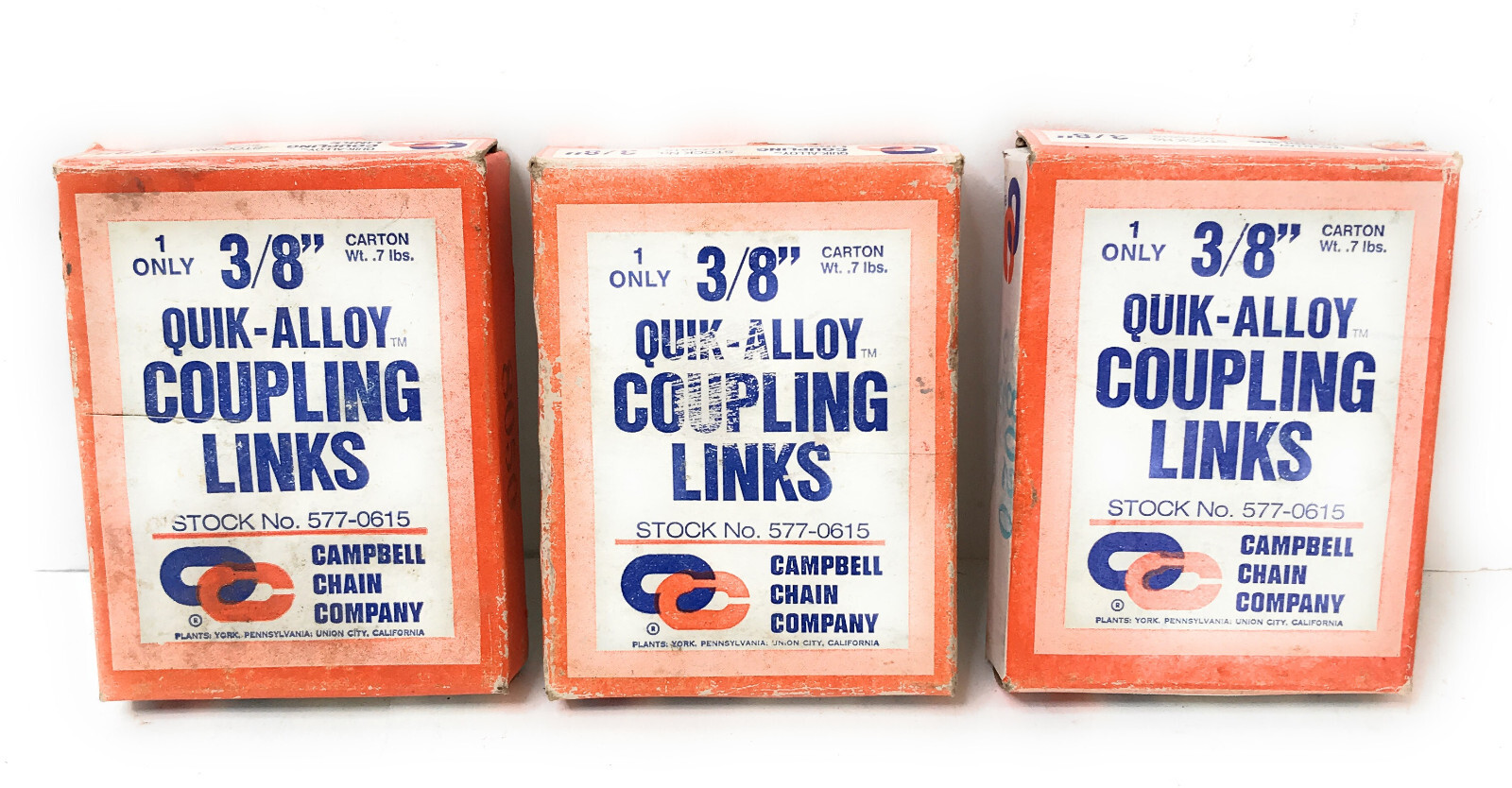 Campbell 3/8" Quick Alloy Couling Links, Surface Rust, Lot of 3, 577 ...