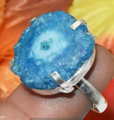 Blue Solar Quartz Gemstone Ring 925 Silver Plated Us Size 7" U335-D156 ...
