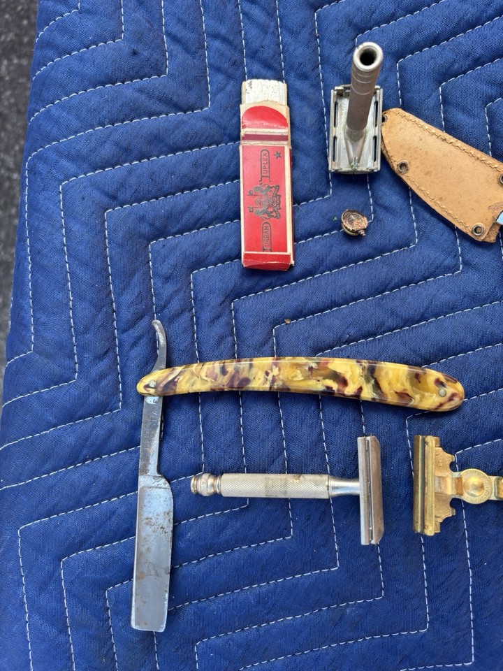 Junk Drawer Lot Vintage Pocket Knives Razors Pins Ect | eBay